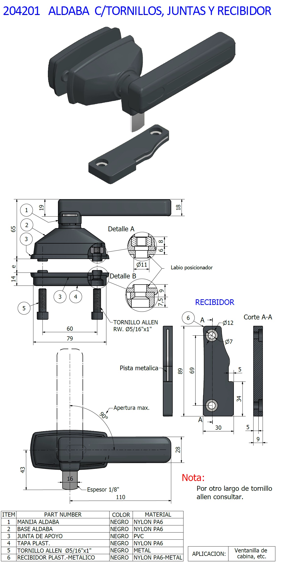 Aldaba c/tornillos, juntas y recibidor | CIDecaroli